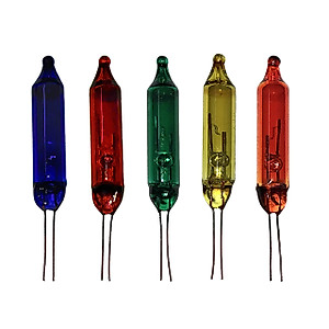 612 Vermont 2.5V Multi Color Mini Christmas Replacement Bulbs for Christmas Trees and Incandescent String Lights, Pinched Base, 50 Count (0.42 Watt, 170 mA)