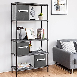 Vexqhovgalo Storage Bins Collapsible Basket - Foldable Fabric Organizing Cubes with Handles For Shelves Utility Room Bedroom Closet And Toys Large Sturdy Organizers 2 Pack (Grey)