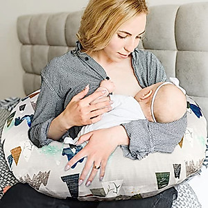 TANOFAR Nursing Pillow Cover, Neutral Breastfeeding Pillow Slipcover for Baby Boys & Girls, Ultra Soft Comfortable Newborn Nursing Pillow Case, Breathable & Washable, Adventure Mountain
