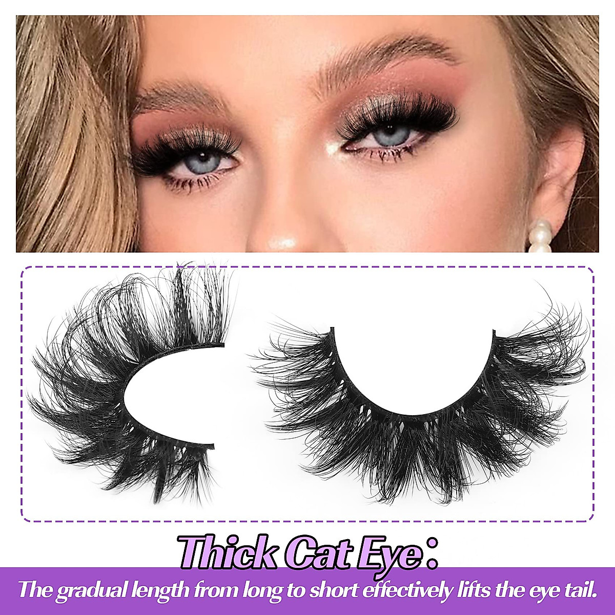 False Eyelashes Fluffy Mink Cat Eye Lashes Strip Pack 10 Pairs 18MM Wispy D Curl Fake Lashes That Look Like Extensions 8D Full Dramatic Eyelash by Goddvenus