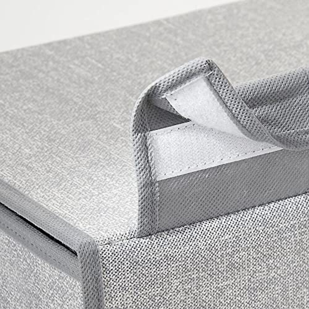 mDesign Soft Fabric Over Closet Shelving Hanging Storage Organizer with Removable Drawer for Closets in Bedrooms, Hallway, Entryway, Mudroom - Textured Print with Solid Trim, 2 Pack - Gray