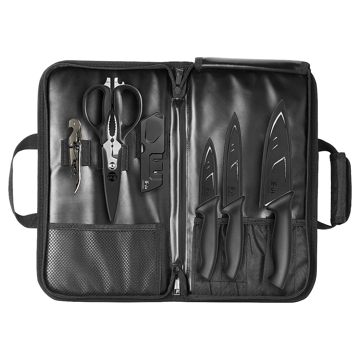Cangshan Horizon Series 1026689 Swedish 14C28N Steel 7-Piece Travel Knife Bag Set