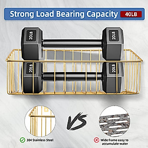 JLLOM Shower Caddy Bathroom Organizer,2-Pack Adhesive Shower Organizer with 5 Hooks,No Drilling Rustproof Stainless Steel Wall Mount Shower Shelves for Inside Shower & Kitchen Bathroom Storage