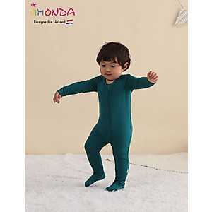 Jimonda Rayon Baby Pajamas,2-Way Zipper One-Piece Footies,Long Sleeve Unisex Boys Girls Romper,Sleep and Play Pjs,Infant Clothes