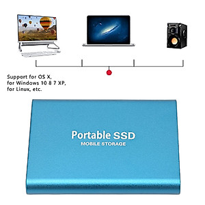 External Hard Drive, Portable Hard Drive SSD Storage Type C for PC, Desktop, Laptop, Compatible for OS X, for Windows 10 8 7 XP, for Linux(Blue 128GB)