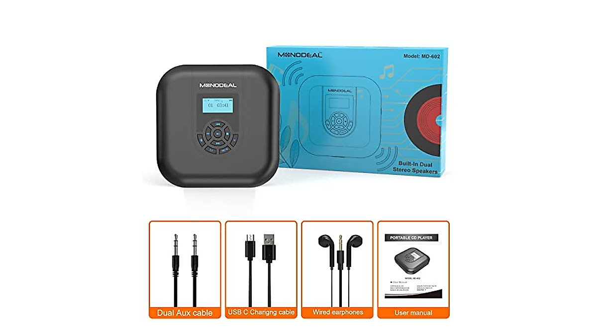 Portable Bluetooth CD Player with Speakers & FM Transmitter | MONODEAL ...