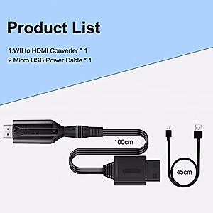 Wiistar Wii to HDMI Converter Wii HDMI Adapter Cable 1m/3.2ft 1080P for Full HD Device Video Converter 720/1080P Supports All Wii Display Modes