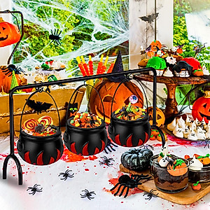 YUJUN 3 Pack Halloween Witch Cauldron Candy Servers Bowls Decor Plastic Kettle Lights Halloween Holder Bucket Witch Cauldron Spiders for Halloween Festival Supplies Indoor Outdoor Home Decoration