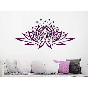 Lotus Flower Wall Decal. Yoga Studio Wall Decor. Bohemian Vinyl Sticker. Mandala Decals. Namaste Bedroom Wall Decor С813