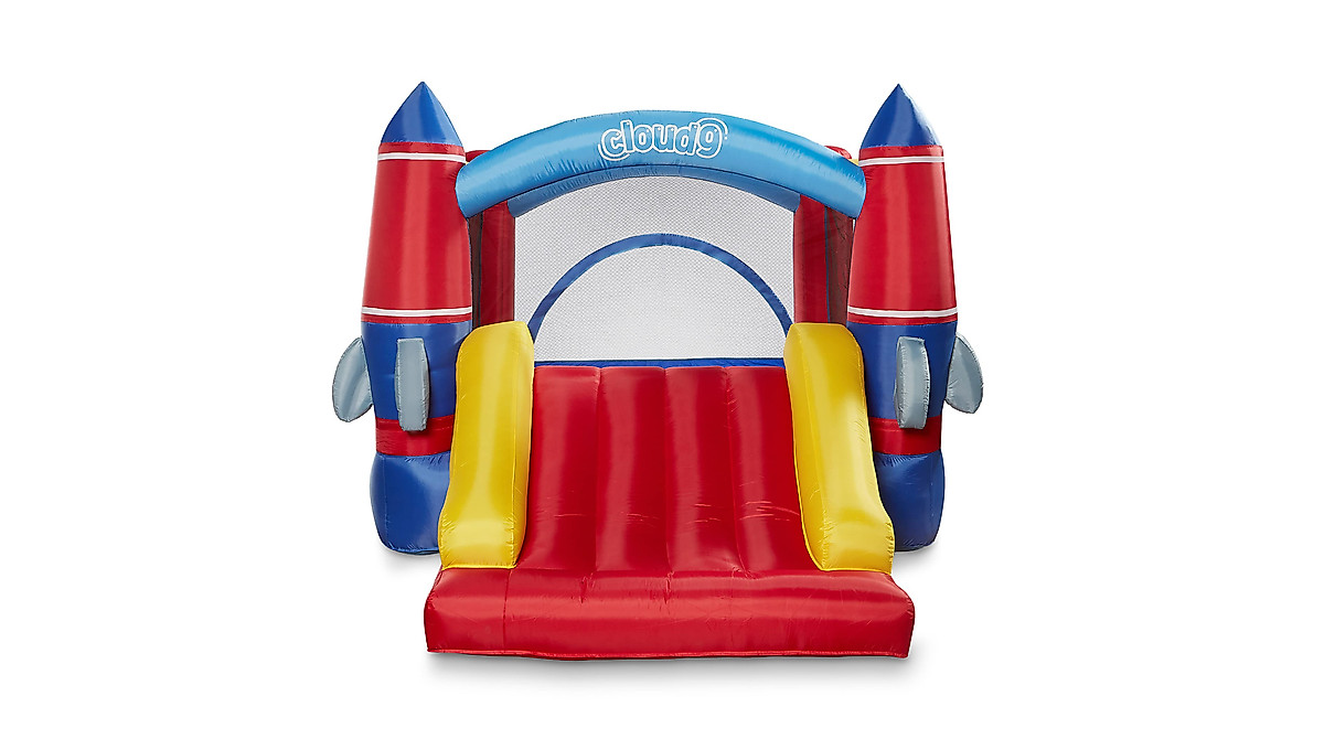 Cloud 9 Rocket Theme Inflatable Bounce House for Kids with Slide
