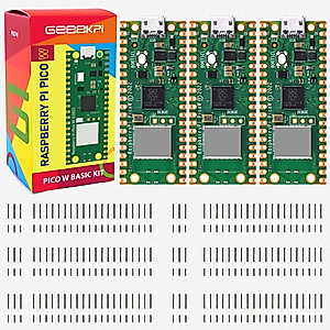 GeeekPi 3PCS Raspberry Pi Pico W with Pin-Headers,- Raspberry Pi RP2040 Chip, Wi-Fi Wireless Connectivity