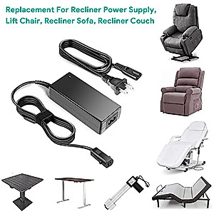 HKY 29V AC Adapter Compatible with KD Kaidi Kddy008B Electric Recliner Power Recliner Lift Chair Limoss Okin Motion Pride Lift Chair CTLDC1582 Linear Actuator Motor Power Recliner Power Supply Cord