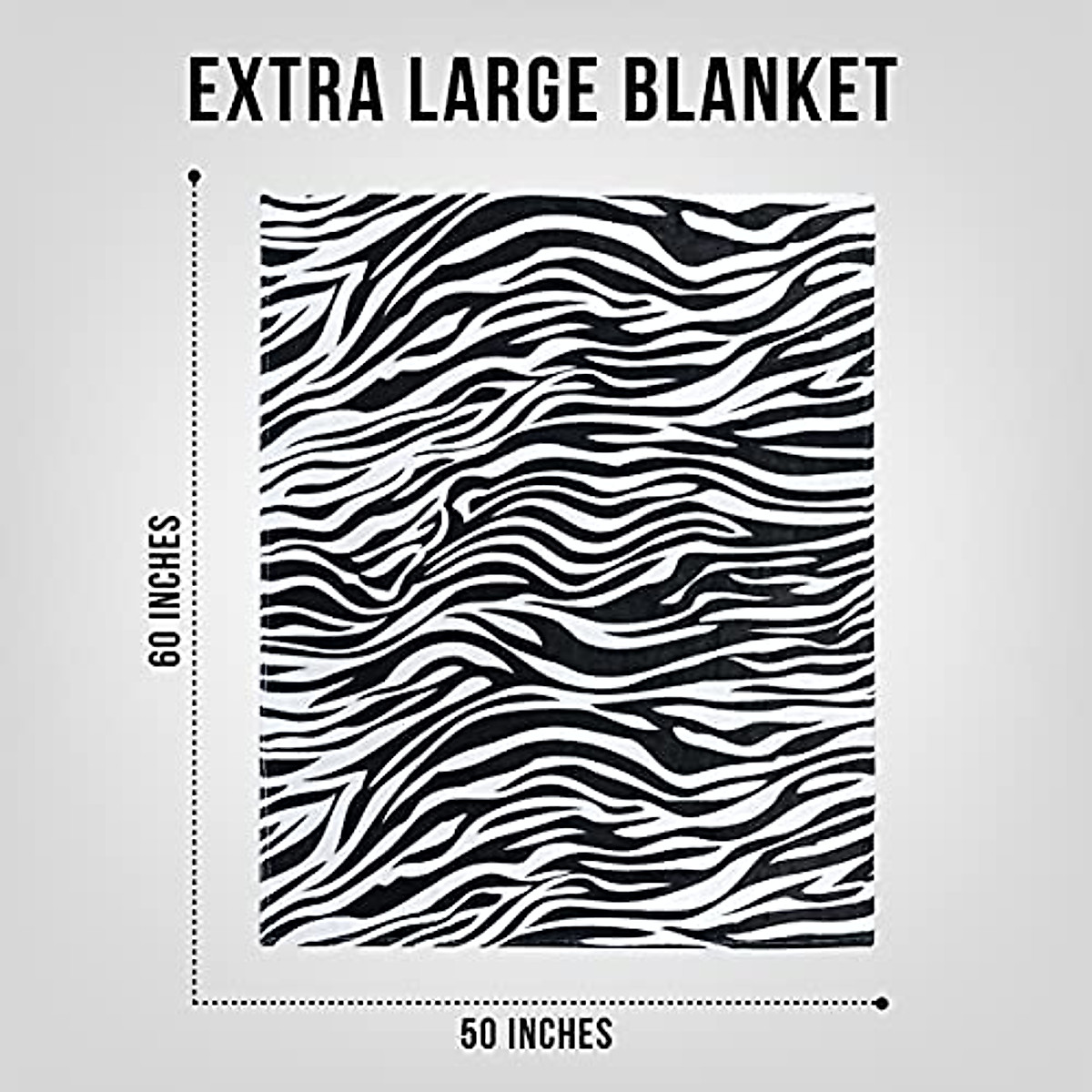 Zebra Print Throw Blanket, Adorable Super-Soft Extra-Large Zebra Blanket for Women, Girls, Teens and Children, Cute Fleece Zebra Throw (50 in x 60 in) Warm Plush and Cozy Throw for Bed, Sofa, or Couch