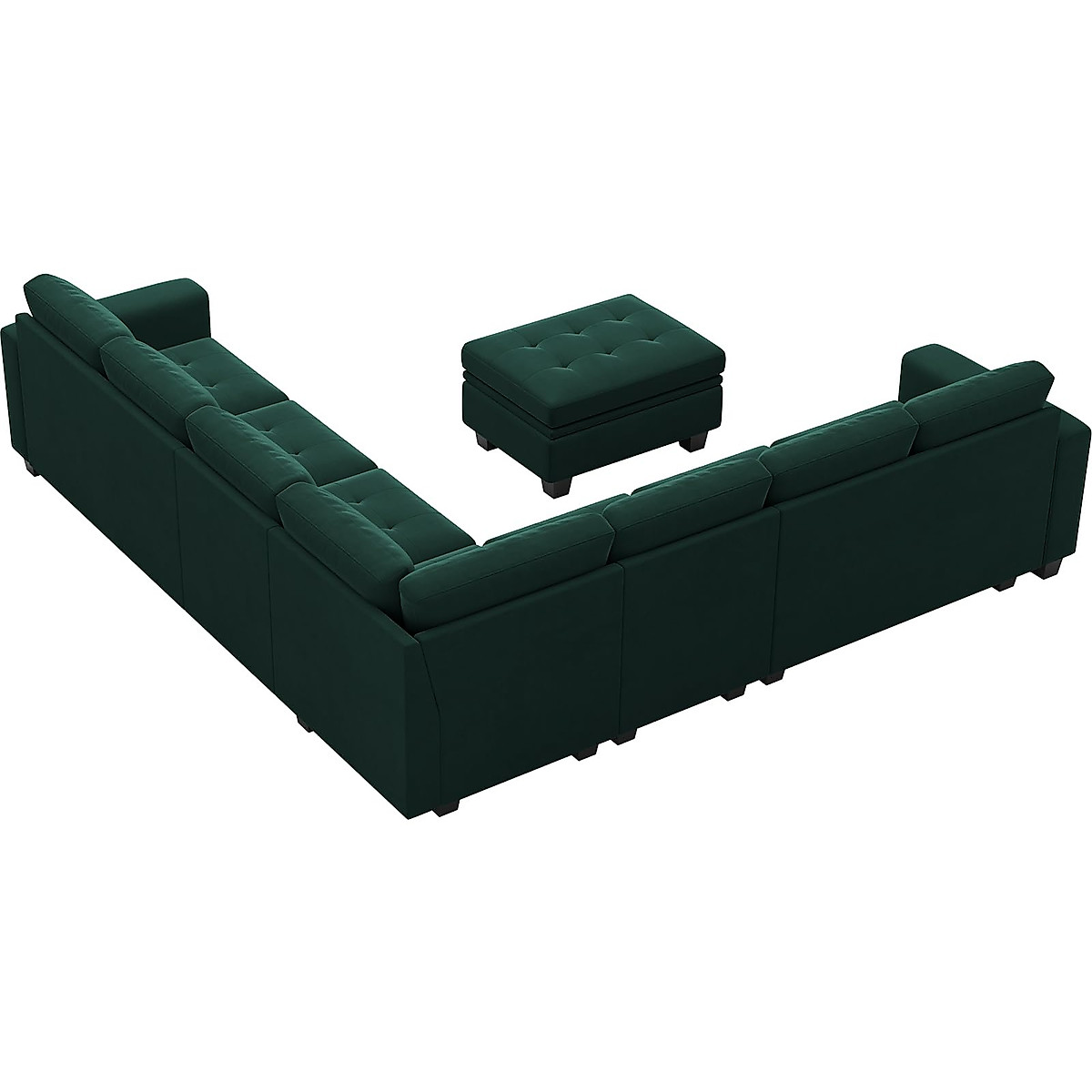 Belffin Convertible Velvet Modular Sectional Sofa Couch with Reversible Chaise L Shaped Sectional Couch with Storage Ottoman Living Room furniture Sofa Set Green