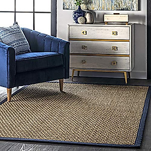 nuLOOM Hesse Checker Weave Seagrass Area Rug, 8' x 10', Navy