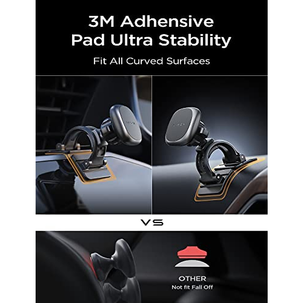 LISEN Magnetic Phone Holder for Car 6 Military Magnets Magnetic Phone Mount [2 Mounting Options] 3 Metal Plates Dashboard Car Vent Phone Holder for iPhone 14 Pro Max,Tablets, All Phones