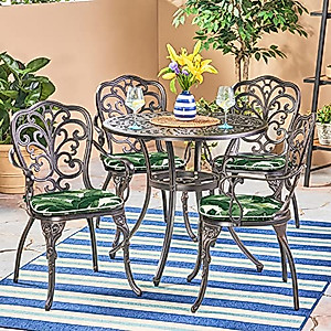 Melody Elephant Outdoor Chair Cushions Set of 4, Water Resistant Patio Chair Pads with Ties, Seat Cushions for Home Garden Furniture Decoration, 16”x17”, Swaying Palms Green