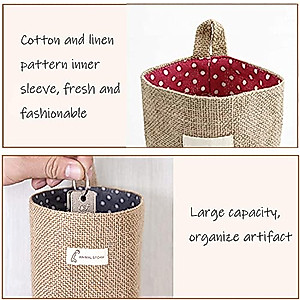 HYDDNice 9PCS Wall Hanging Storage Bags Mini Cotton Linen Storage Basket Foldable Organizer Box Decorative Hanging Bag