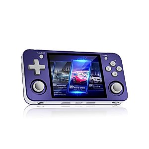 RG351P Handheld Game Console, Retro Game Console Open Linux System 3.5 Inch IPS Screen, Portable Game Console with 64G TF Card and 2500+ Video Game Classic Games 3500mAh Battery (Purple)