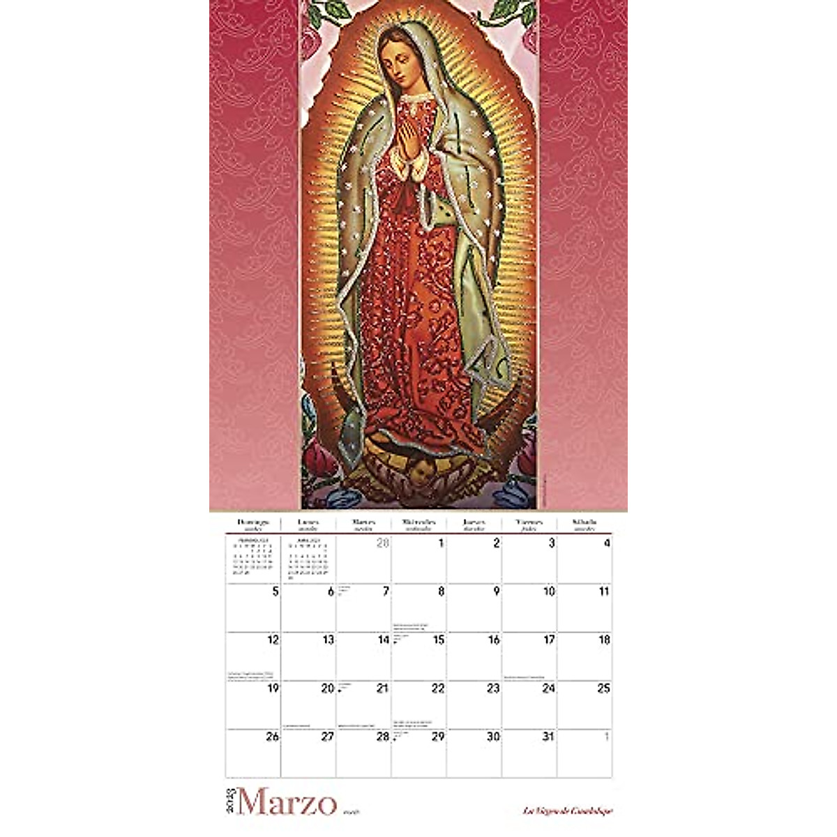La Virgen de Guadalupe | 2023 12 x 24 Inch Monthly Square Wall Calendar | Foil Stamped Cover | English/Spanish Bilingual | BrownTrout | Virgin Mexico City