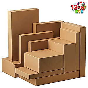 JOYIN 12 Pieces Brown Kraft Cardboard Boxes Gift Wrap for Christmas Holiday, Festive Xmas Wrapping Shirt and Lingerie Cupcake DIY Boxes