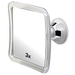 3X Magnifying Shower Mirror for Fogless Shaving with Suction Cup, Shatterproof Surface and 360° Swivel, 6.3" x 6.3"