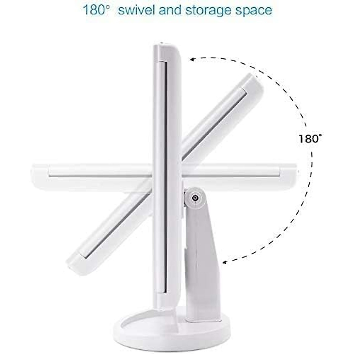 Flymiro Tri-fold Lighted Vanity Makeup Mirror with 3x/2x/1x Magnification, 21Leds Light and Touch Screen,180 Degree Free Rotation Countertop Travel Cosmetic Mirror (White)