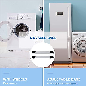 Washer and Dryer Stand Base,Portable Movable Multi-function Washing Machine Base Stand Bracket,45-70 Cm Retractable Refrigerator Floor Trays,with Brake Lock,Non-slip and Noise Reduction,Load 300 Kg