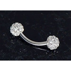1 Pc Multi Clear CZ 4mm Ferido Balls Eyebrow Ring Barbell Piercing 16g 5/16"