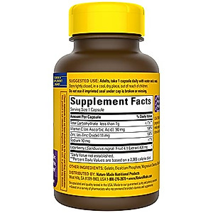 Nature Made Elderberry 400 mg Extract with Vitamin C and Zinc, Dietary Supplement for Immune Support, 60 Capsules, 60 Day Supply