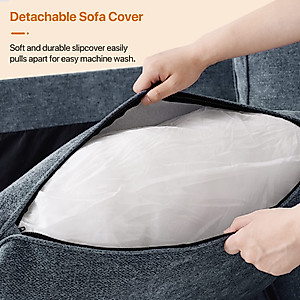 Luffield Chenille Loveseat Couch -71.3" Modern Design Sofa for Livingroom Clearance with Solid Wood, Metal Frame, Durable，Removable Back Cushion and Seat Cushion, Easy Cleaning(Blue)