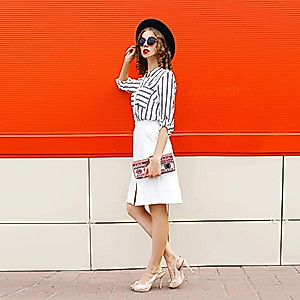 LADIHAB Money Roll Purse Bling Diamond Purse for Women Sparkly Purse Dollar Clutch Purse Red Rhinestones Evening Clutch for Party