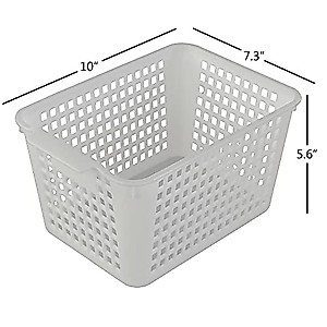 Utiao Plastic Basket Organizer, 6 Packs (Black, Grey,White)