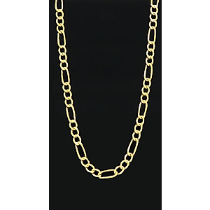 Yellow Gold Figaro Chain Real Solid 14k 16" to 24", 2.5mm (22)