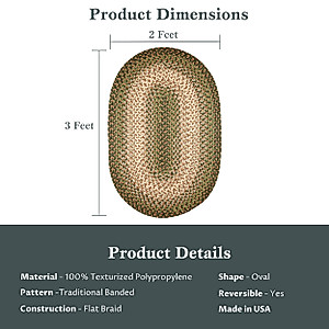 Rhody Rug Easy Living EL63 Herb Garden 2' x 3' Oval - Braided Area Rug, Home Decor, Floor Mat or Bedroom Rug - Easy Care, Ideal for High Traffic Areas in Hallway and Living Room - Made in USA