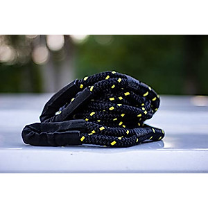 SGT KNOTS Vehicle Recovery Rope - Heavy Duty, Double Braided Nylon with Spliced Eye Loops for Emergency Towing Strap (1/2" x 20ft, Black w YellowFleck)