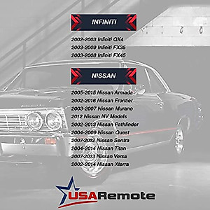 Key Fob Keyless Entry Remote fits Nissan Frontier Armada Murano Pathfinder Quest Sentra Titan Versa Xterra / Infiniti QX4 FX35 FX45 (KBRASTU15)
