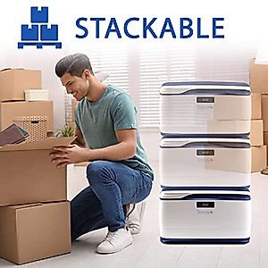 SereneLife Locking Storage Container Bin - 8 Gallon Large Capacity - Stackable Storage Tote Deck Tough Box - Durable Plastic Household Organizer Bins with Lid, Combination Lock Security - SLSBIN10