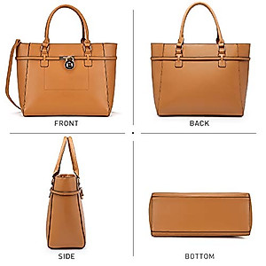 Women's Handbag Large Top Belted Padlock Shoulder Bag Tote Satchel Purse Hobo Bag for Work (Camel)