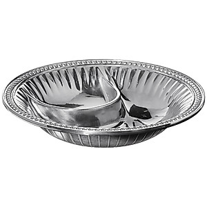 Wilton Armetale Flutes and Pearls Small Round Chip and Dip Server, 11-Inch