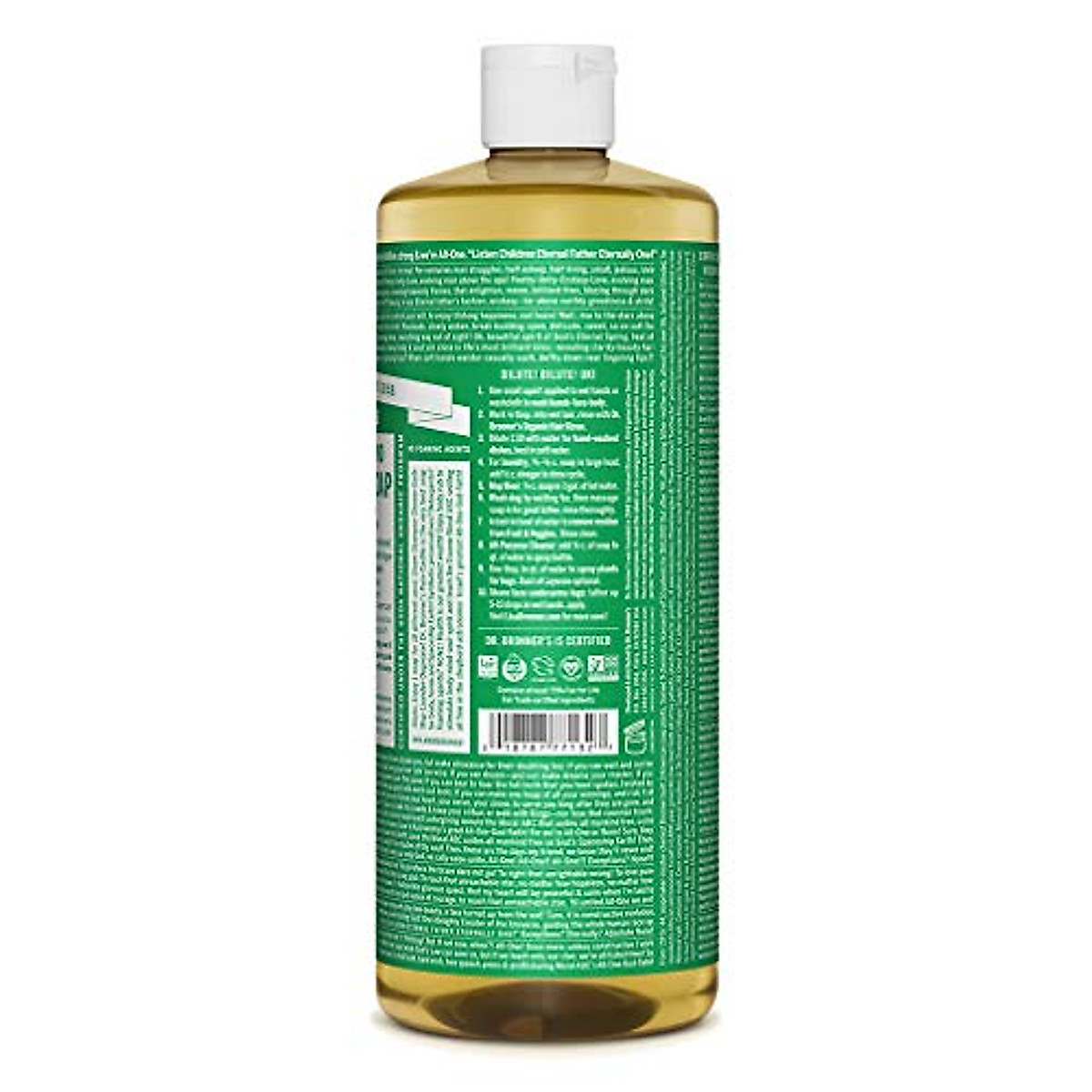 Dr. Bronner's - Pure-Castile Liquid Soap (Almond, 32 ounce) - Made with Organic Oils, 18-in-1 Uses: Face, Body, Hair, Laundry, Pets and Dishes, Concentrated, Vegan, Non-GMO