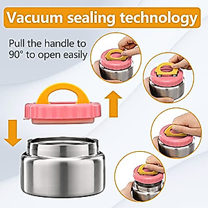 PIQUEBAR 8 Ounce Kids Thermo For Hot Food Vacuum Soup Thermo Insulted Food Jar, Lunch Container for School, Travel, Stainless Steel (8oz Pink)