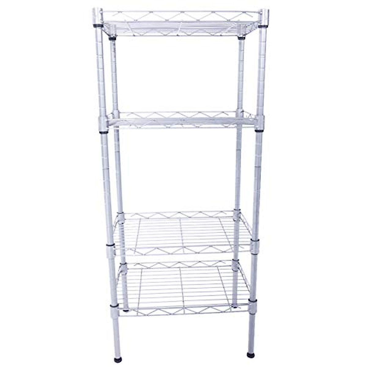 QXDRAGON 4-Shelf Adjustable, Heavy Duty Storage Shelving Unit (243 lbs Loading Capacity), Steel Organizer Wire Rack, Silver (14L x 10W x 32H)