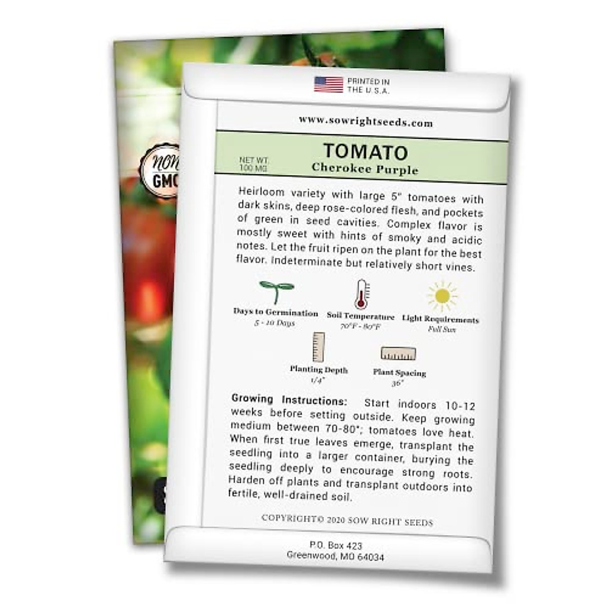 Sow Right Seeds - Classic Tomato Seed Collection for Planting - Cherokee Purple, White Cherry, Large Red Cherry, Marglobe, and Roma Tomatoes - Non-GMO Heirloom Varieties Plant a Home Vegetable Garden