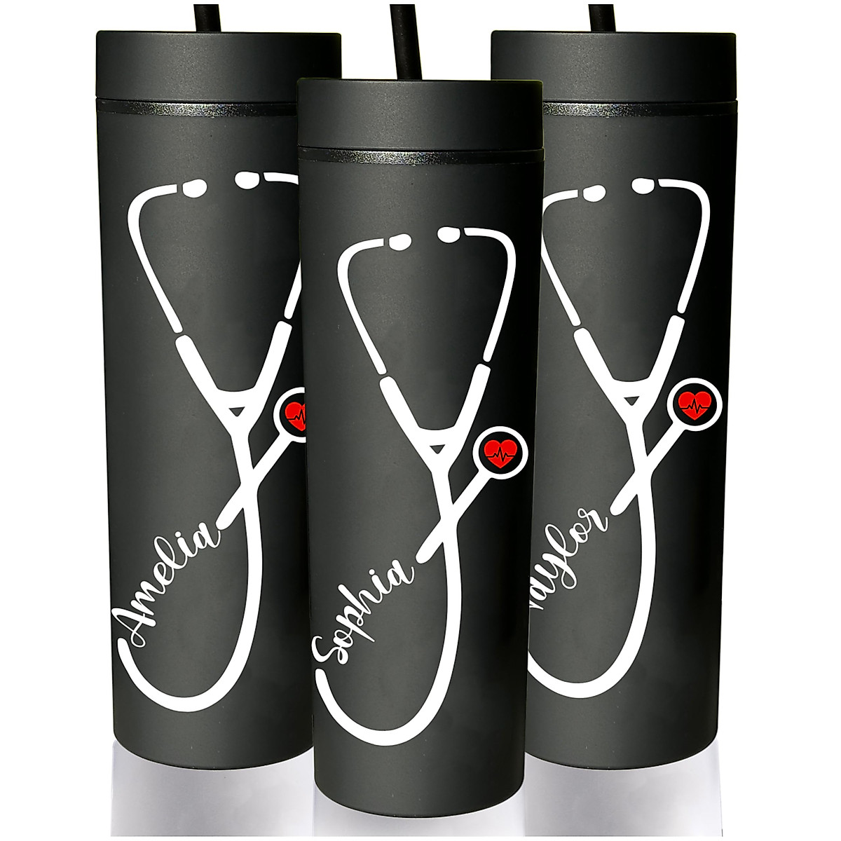 Personalized Skinny 16oz Tumbler for Nurses – Custom Gift for RN, LPN, ER or ICU Nurse – Graduation Present Idea, Thank You Present for Her – Nurse Week or Birthday Gift for Women
