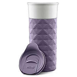 Ello Ogden Ceramic Travel Mug with Splash-Resistant Slider Lid and Protective Silicone Boot, Perfect for Coffee or Tea, BPA Free, Dishwasher Safe, Deep Purple, 16 oz