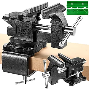 Bench Vise, 4-1/2" Table Vise For Workbench,2-in-1 Multi-Purpose Heavy Duty Bench Vice With Multifunctional Soft Jaws, 270° Swivel Base Home Vise for Woodworking,Home Workshop,Welding and DIY