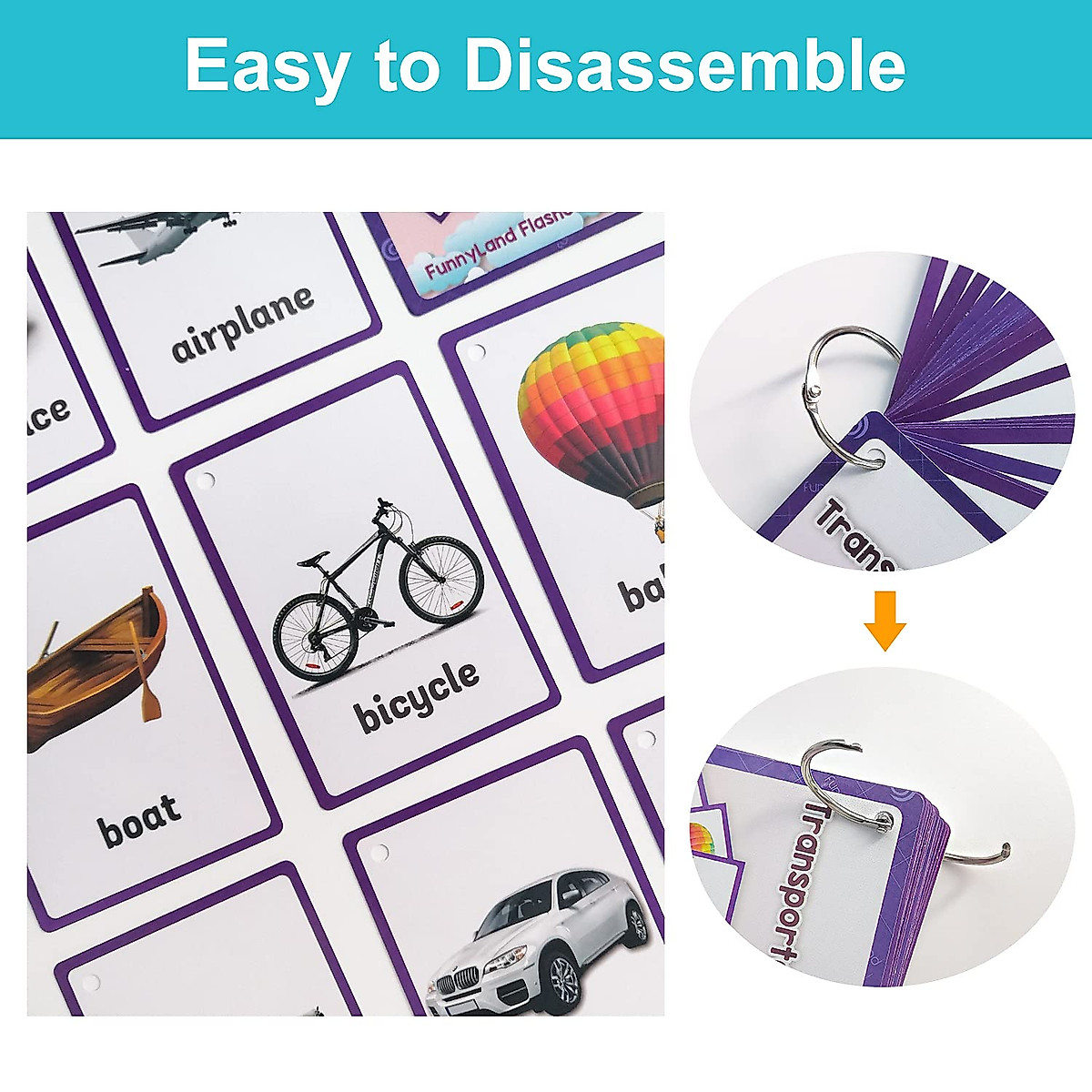 Lilias Transportation/Clothes/Occupations Flash Cards, English Words Learning Pocket Card for Toddlers, Toddler Learning Toys, Learning Supplies for Kindergarten Preschool, 3 Themes Set