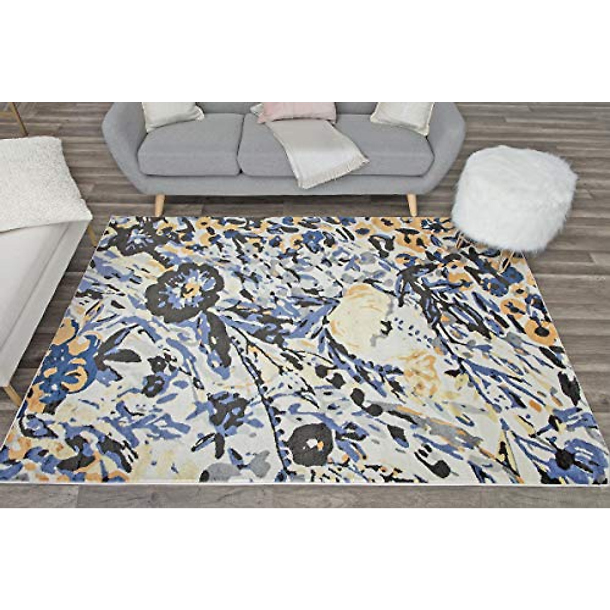 Rugs America Ivory Blue Floral Transitional Rug Blue Honey VA10A 2'0"X4'0" Area Rug