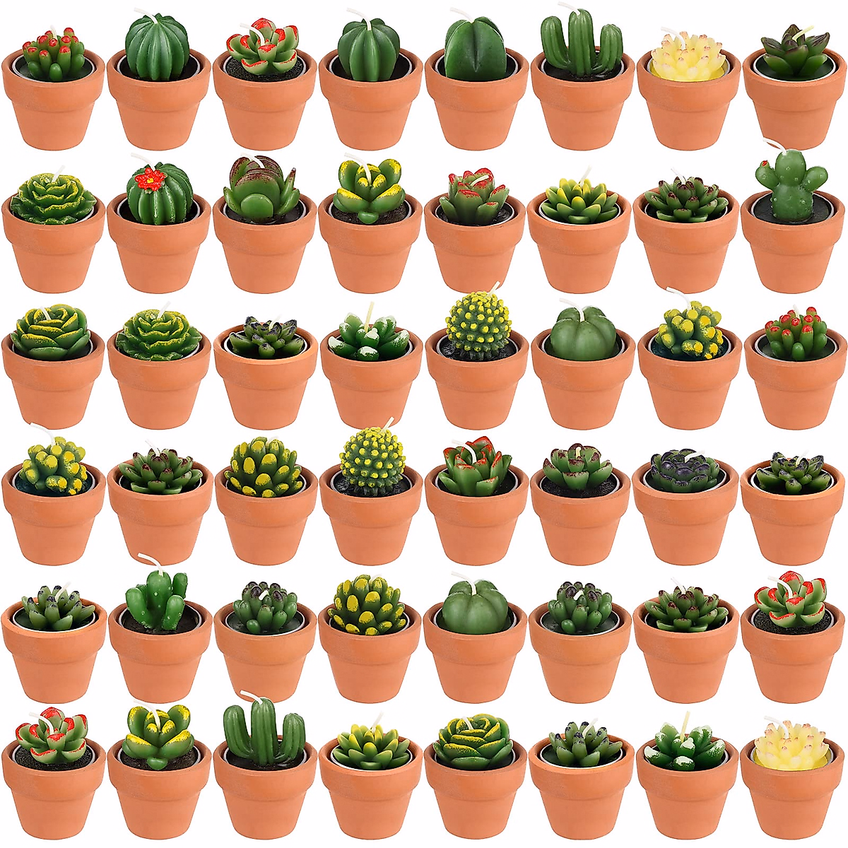Shihanee 48 Pcs Succulent Cactus Tealight Candles Baby Shower Plant Candles Bridal Shower Cactus Candles Novelty Handmade Tealight Terrarium Plant Candles for Fiesta Birthday Wedding Party(Red)